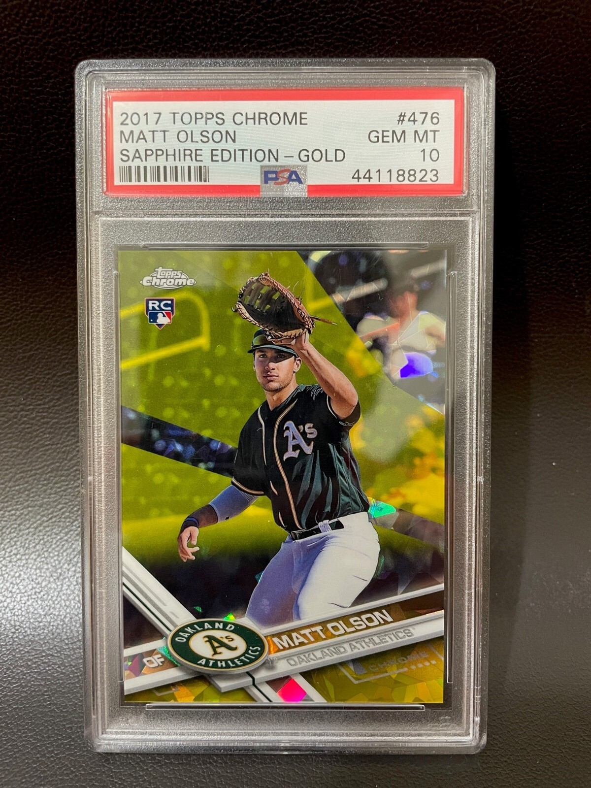 MATT OLSON 2017 TOPPS CHROME SAPPHIRE GOLD REFRACTOR 5/5 RC PSA10 HOT ...
