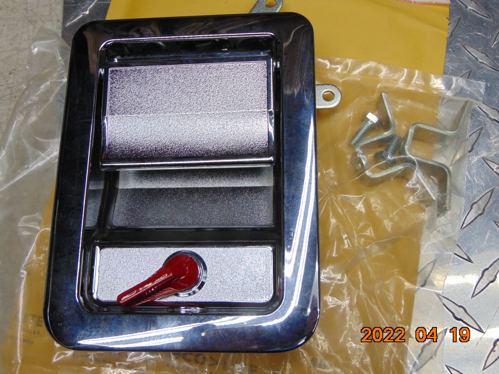 TRIMARK Chrome Paddle Left Handle with Red Thumb Latch 15449 Flush ...