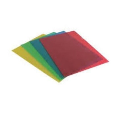 100x ASSORTED COLORS A4 CUT FLUSH CLEAR FOLDERS OPEN TOP & SIDE PLASTIC ...