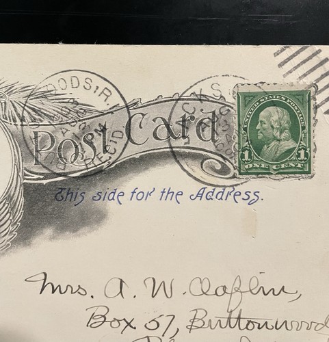 Early 1900s Benjamin Franklin 1 Cent Stamp Postmarked 1903 on Postcard ...
