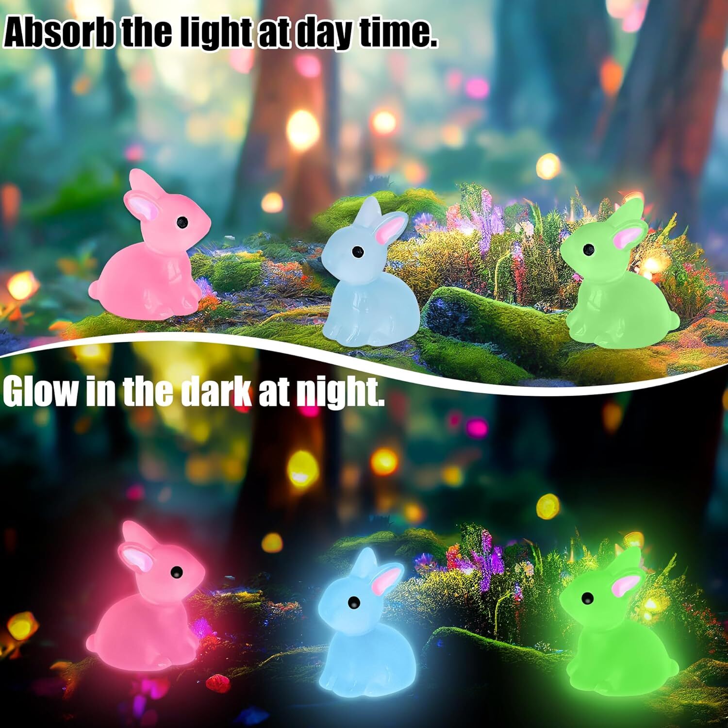 60X Luminous Resin Bunny Tiny Plastic Rabbits Glow in the Dark ...