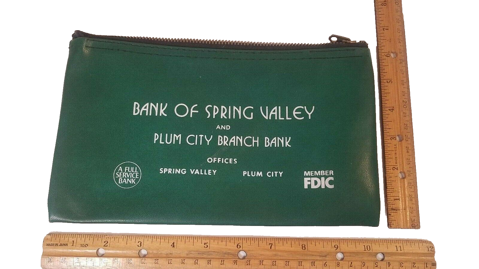 Vintage Zippered Money Bag Pouch Bank of Spring Valley Plum City ...