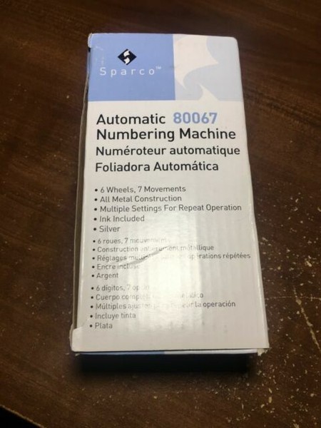Sparco 80067 Self-inked 6 Wheels Automatic Numbering Machine Spr80067 ...