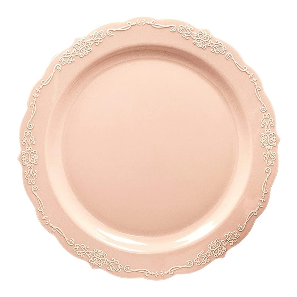 Elegant Vintage Disposable Plastic Plates Wedding Party Value Sets 120 ...