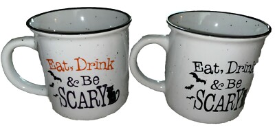 Halloween Mugs Coffee Cup -Eat Drink & Be Scary SCM Home Set Of 2 | eBay