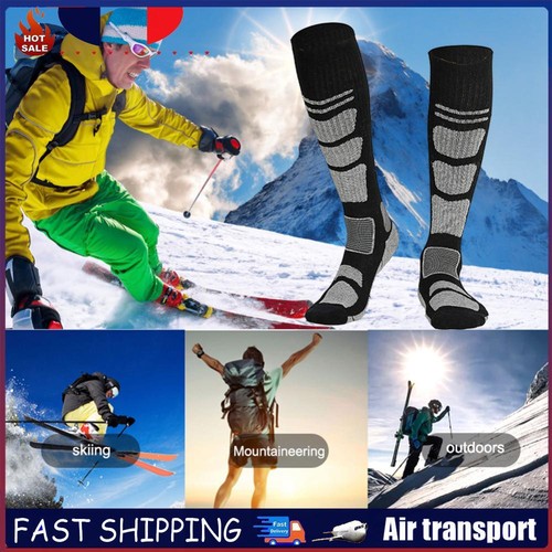 Wool Hiking Socks Unisex Winter Shock Absorption for Outdoor (Black ...