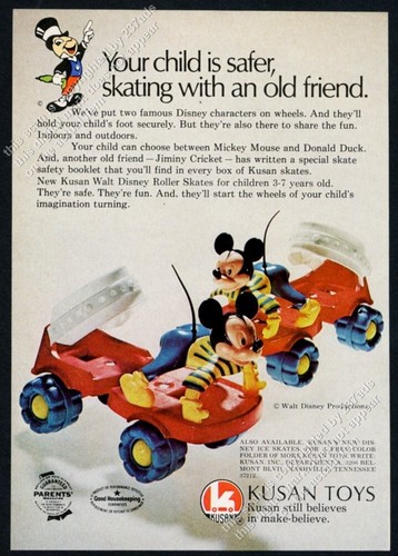 1974 Mickey Mouse roller skates photo Kusan Toys vintage print ad | eBay
