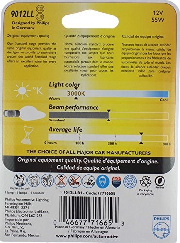 2x Authentic Philips 9012LL Long Life Headlight 9012 HIR2 Bright Light ...