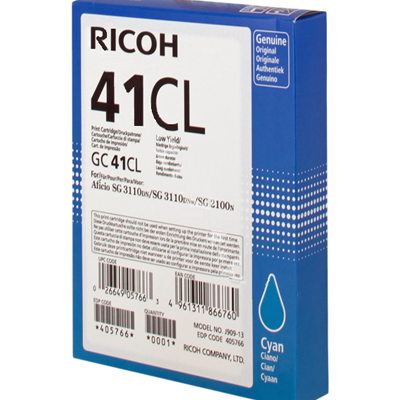Ricoh Gc41cl Cyan Standard Capacity Gel Ink Cartridge 600 Pages ...
