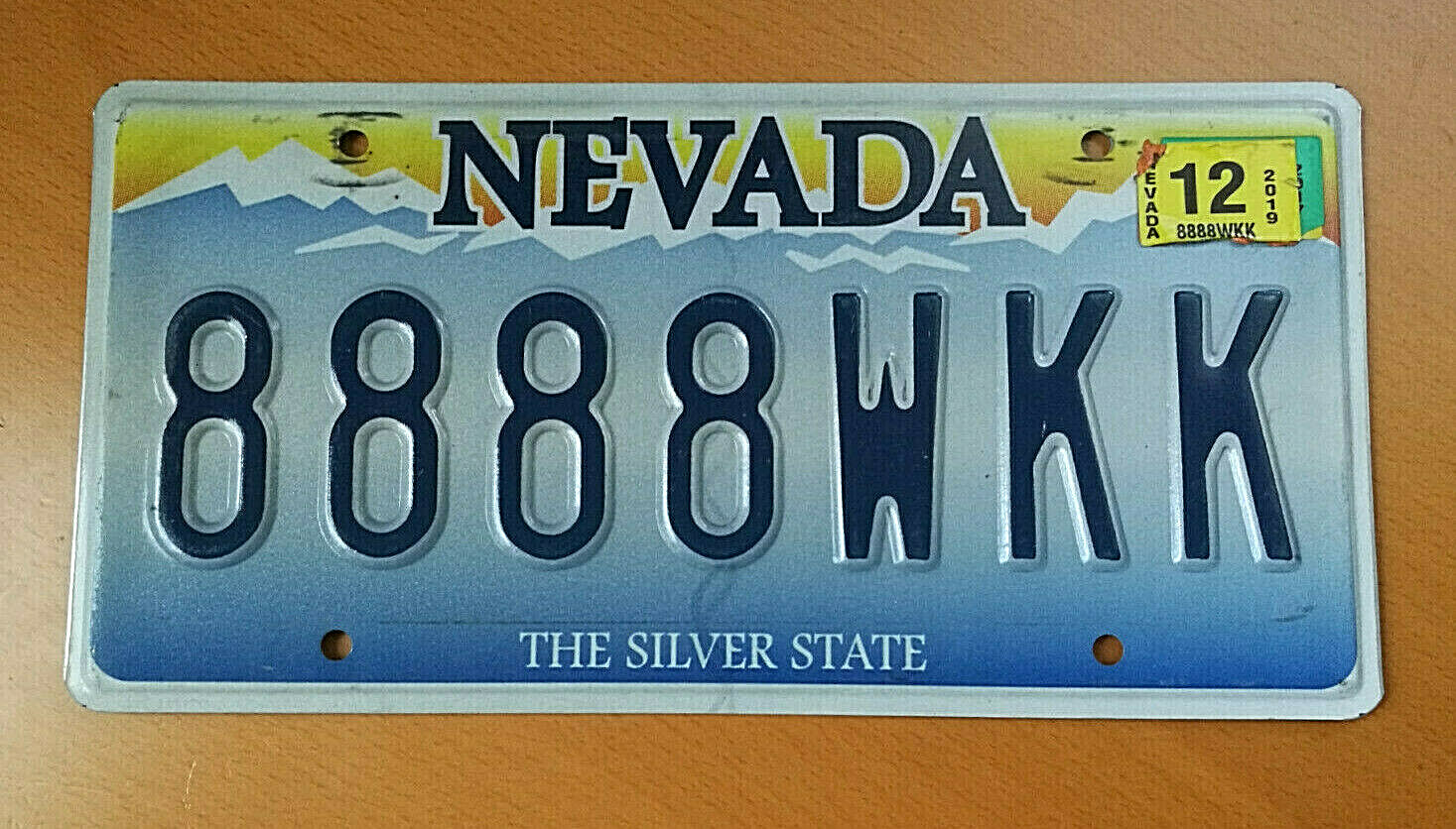 REAL NEVADA STATE LICENSE PLATE AUTO NUMBER CAR TAG # 8888WKK QUARTER 8 ...