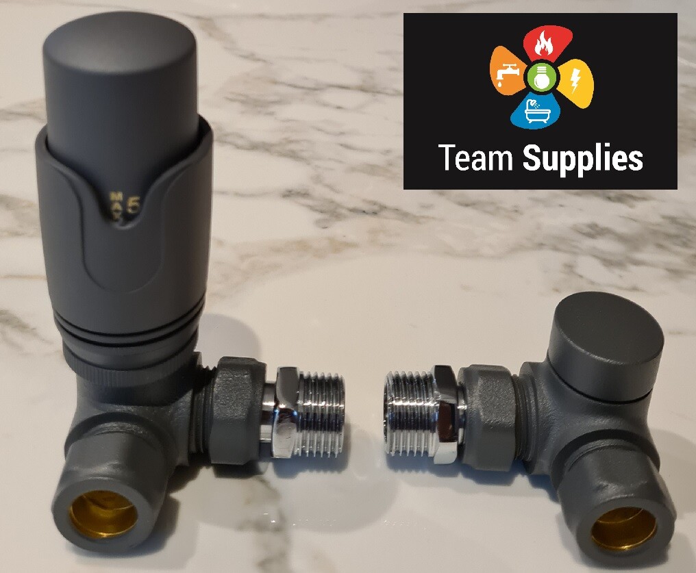 Matt Anthracite Corner Angled Thermostatic Radiator Valve TRV ...
