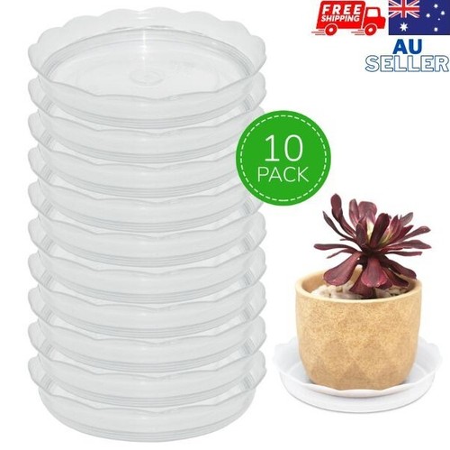 Clear Plastic Round Flower Pot Plant Saucer Water Drip Tray Base Indoor ...