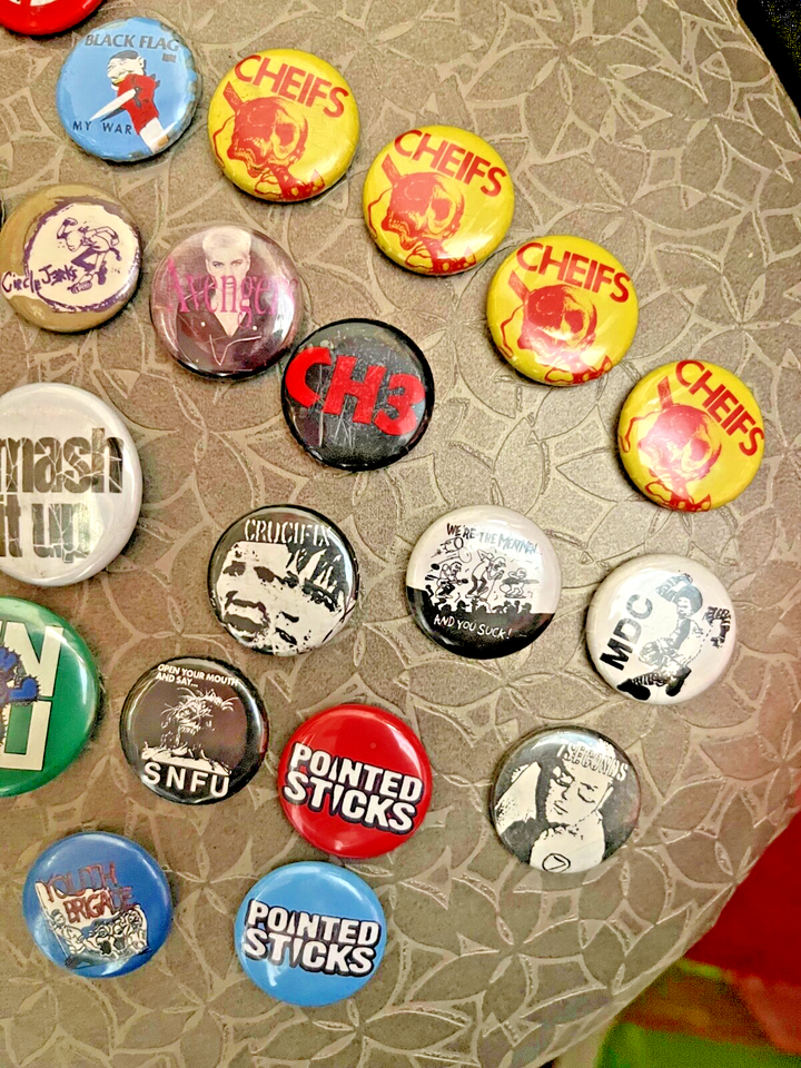 Used Punk Hardcore Ska Rap buttons pins damned bad brains ch3 snfu ...