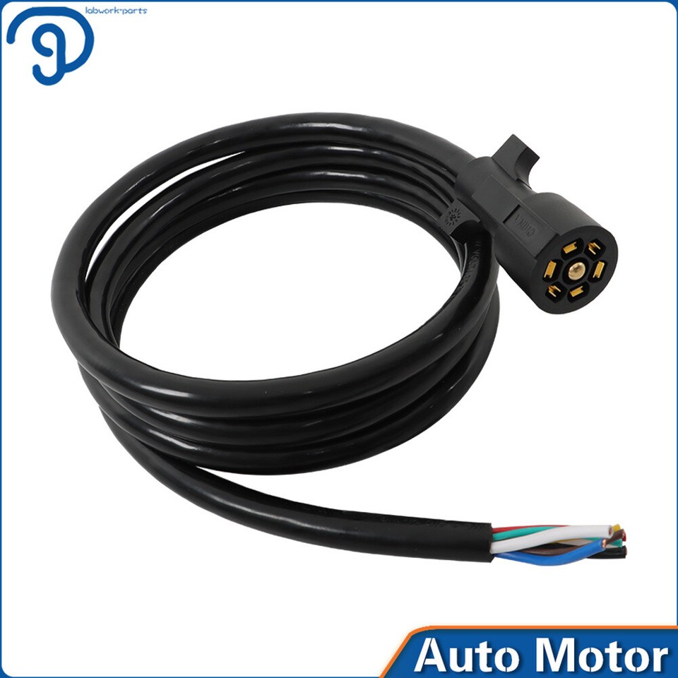 8' Trailer Connector Plug Cord Wiring Harness pig tail pin blade Camper ...