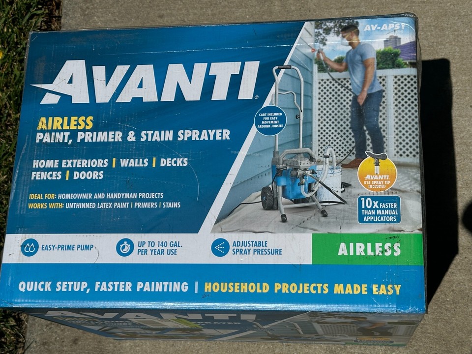 Avanti Airless Paint Primer Stain & Sprayer With 3000 PSI Pump New In ...