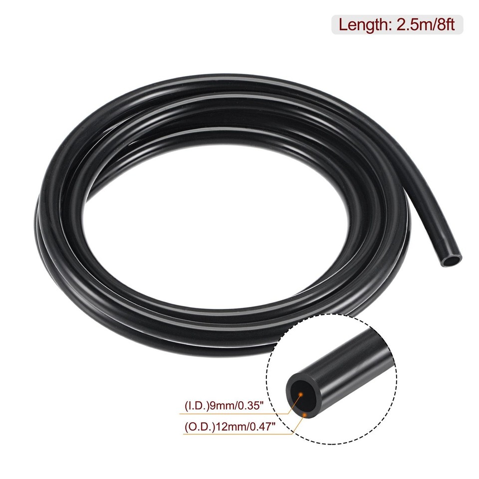 Soft Silicone Tubing Hose 9mm ID 12mm OD 8ft Black for Water Hose Air ...