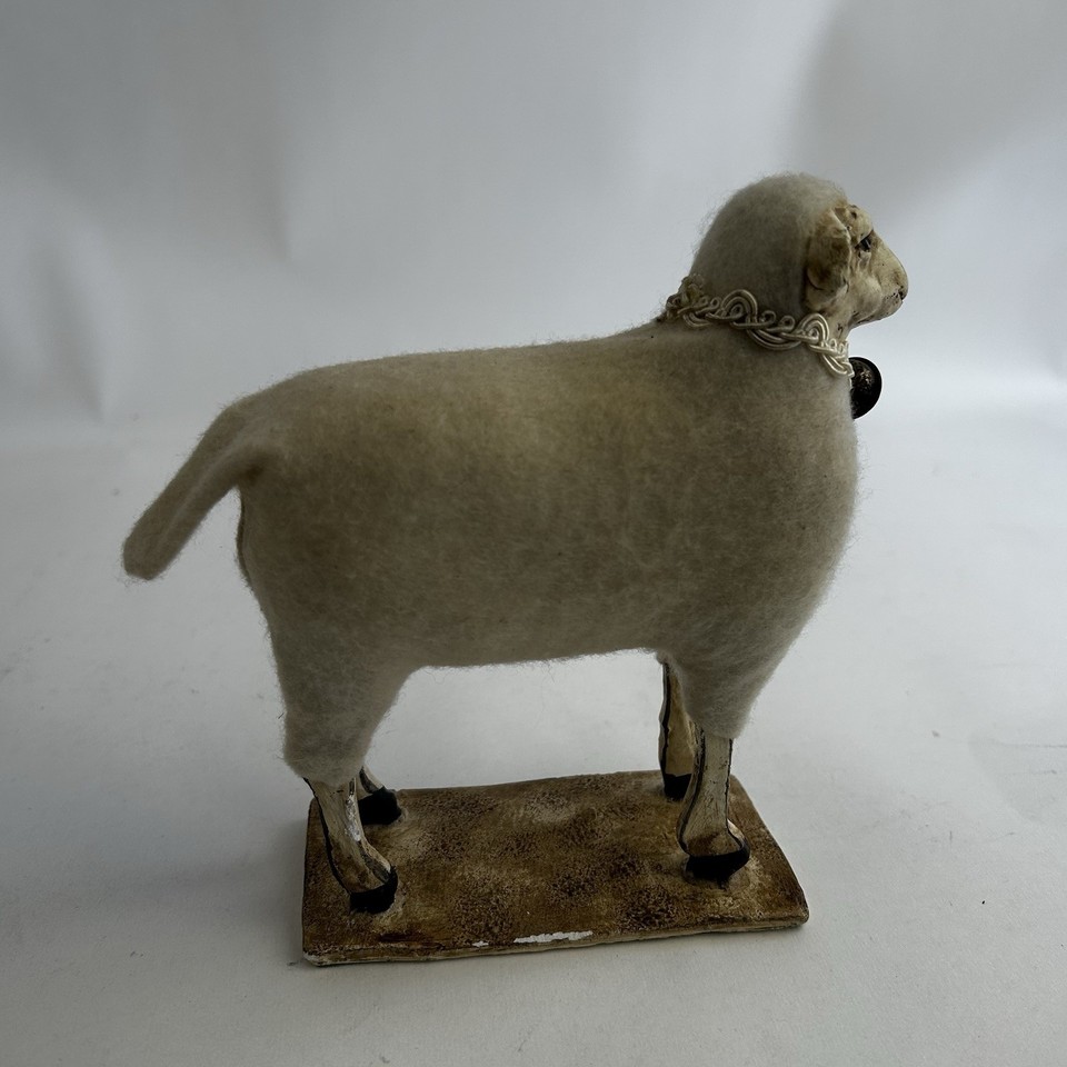 Vintage Wooly Easter Old German Style Ivory Sheep Lamb Figure Bell 7.5 ...