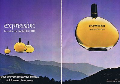 PUBLICITE ADVERTISING 124 1977 JACQUES FATH parfum "Expression" (2 ...