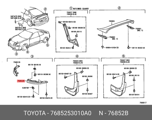 Original Spoiler, Front, Left, 7685253010A0 for TOYOTA 7852-53010-A0 | eBay