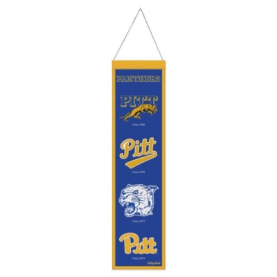 Pitt Panthers NCAA Heritage Banner Embroidered Wool 8" X 32" | eBay