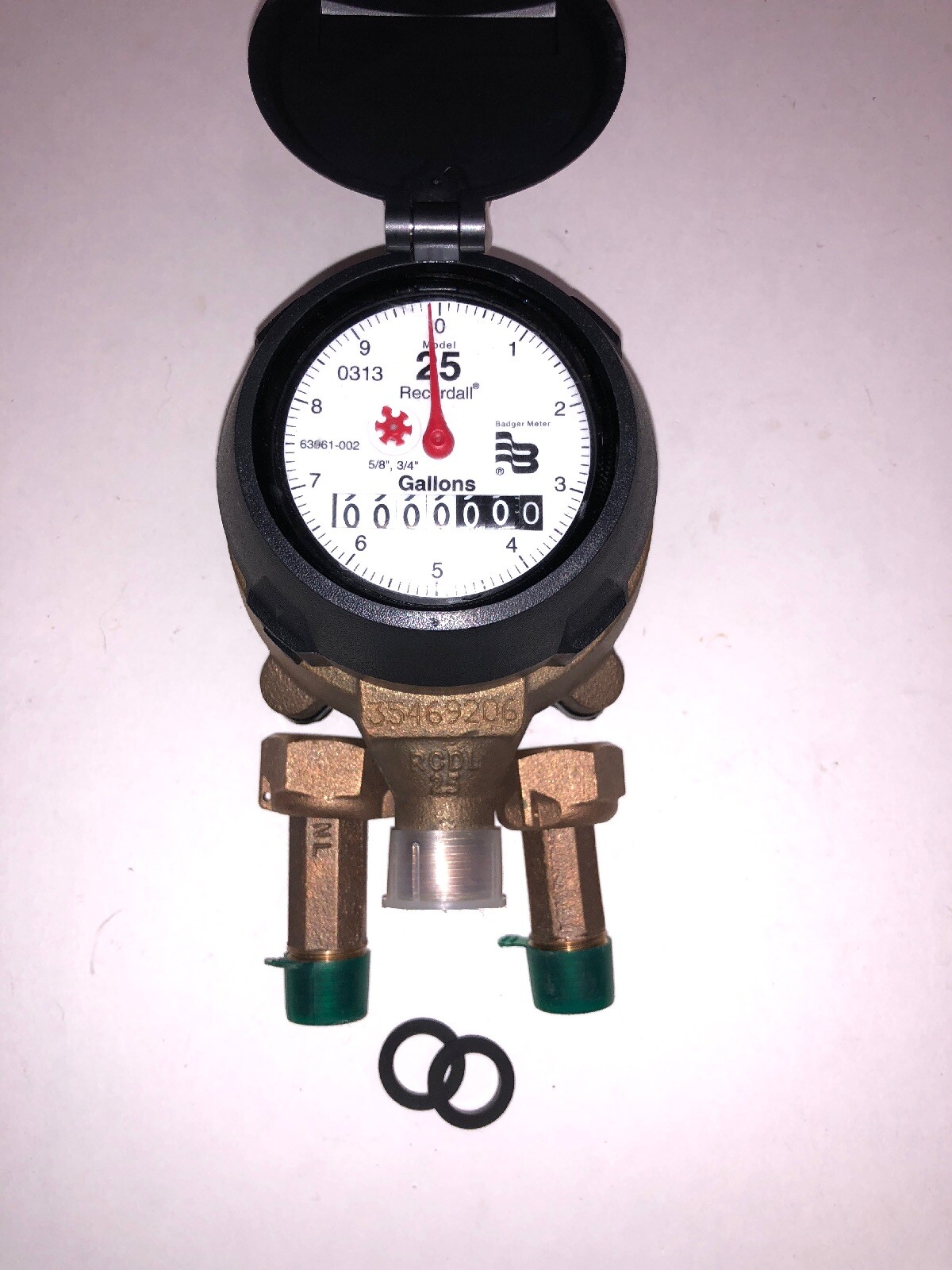 Badger 5/8x1/2 M25 Brass Water Meter With Couplings | eBay