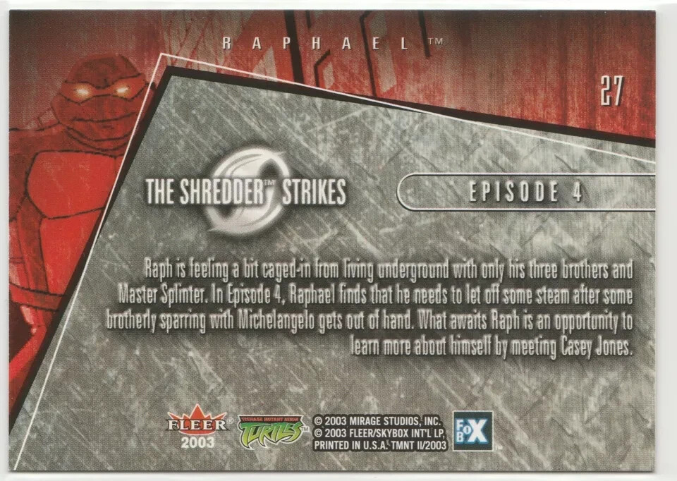 Raphael #27 Teenage Mutant Ninja Turtles TMNT The Shredder Strikes | eBay