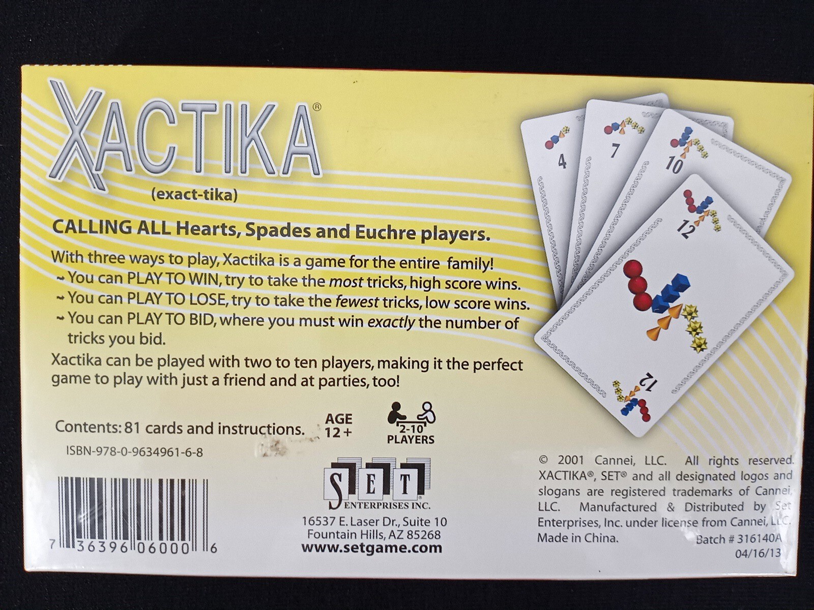 Xactika Beware the Last Card Game New Sealed 2001 Age 12 up 2-10 ...
