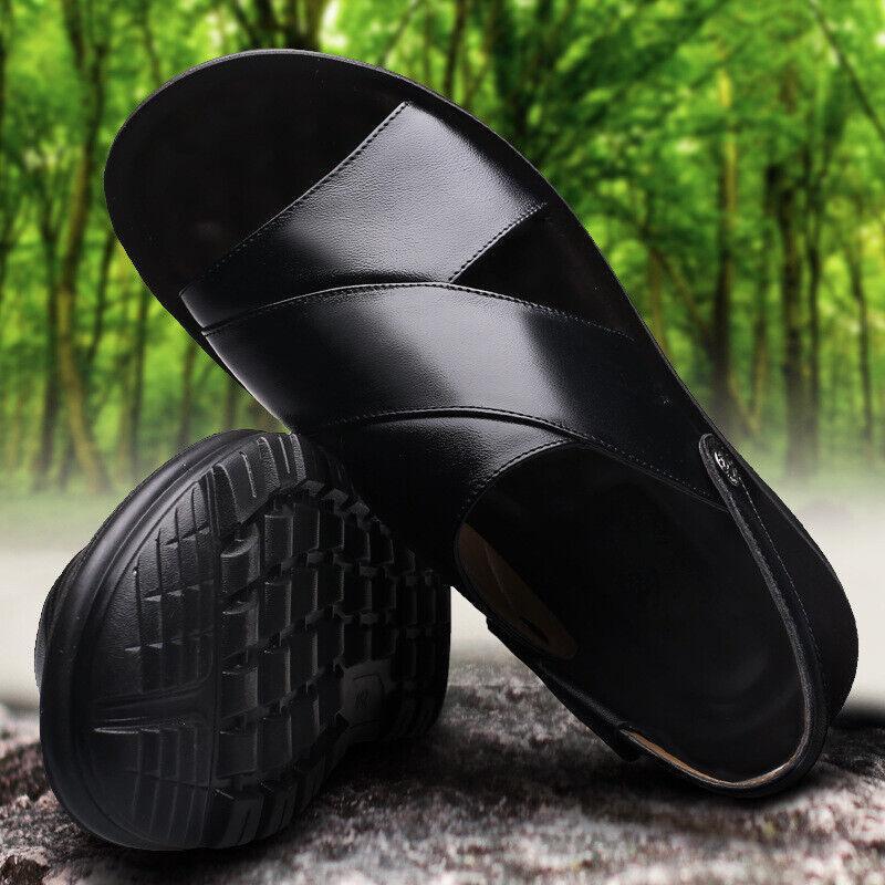 Men New Fashion Platform Leather PU Sole Open Toe Buckle Flat Beach ...
