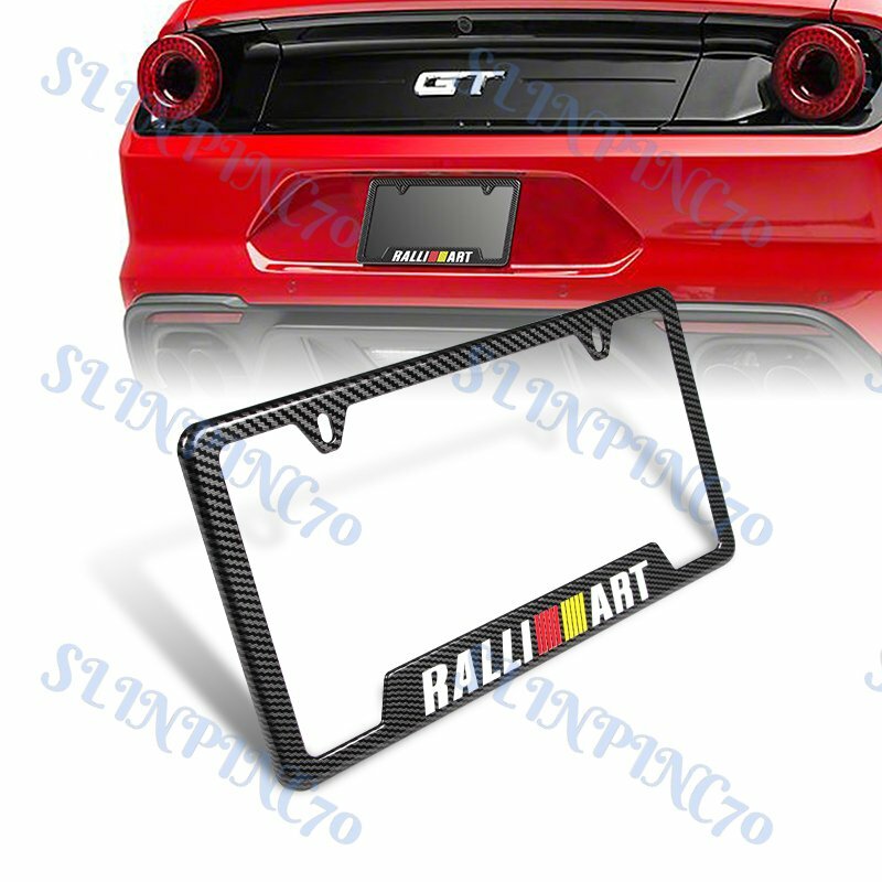 2PCS For RALLIART Carbon Fiber Look License Plate Frames ABS Laser ...