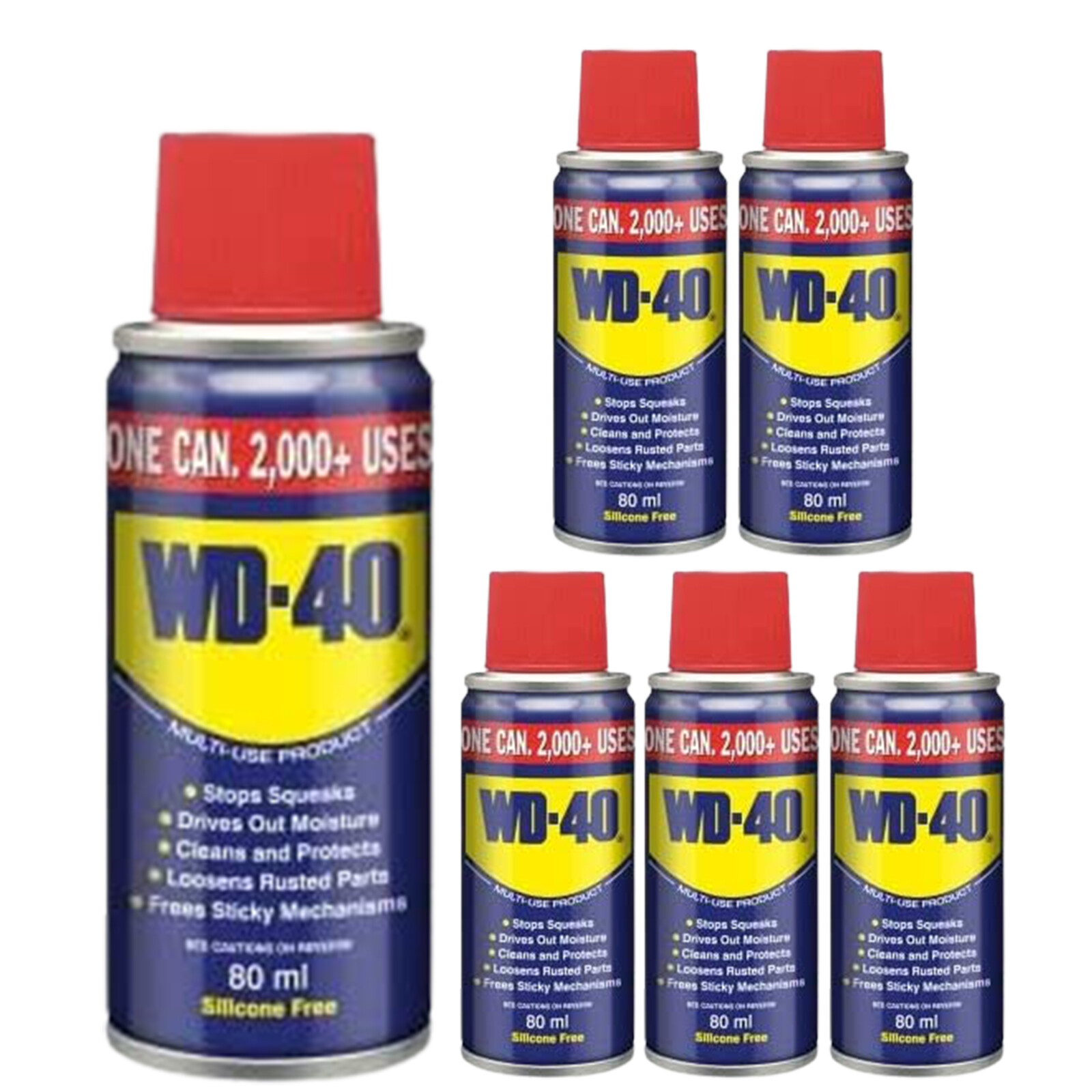 WD40 Aerosol Cleans Spray Lubrication Car Clear Rust DIY 80ML x6 ...
