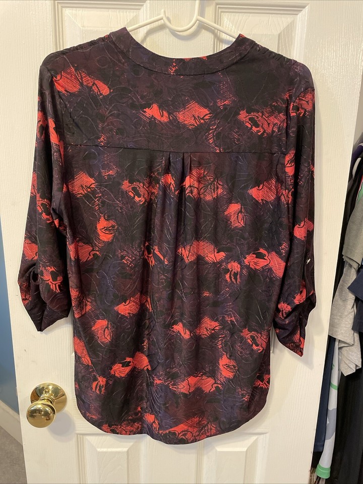 Notations Women's Red & Black Blouse Size Petite Large | eBay