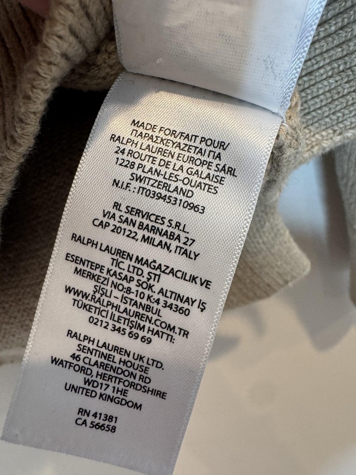 Polo Ralph Lauren Sweater Boys 6 Tan Blue POLO Logo Cotton Crewneck ...