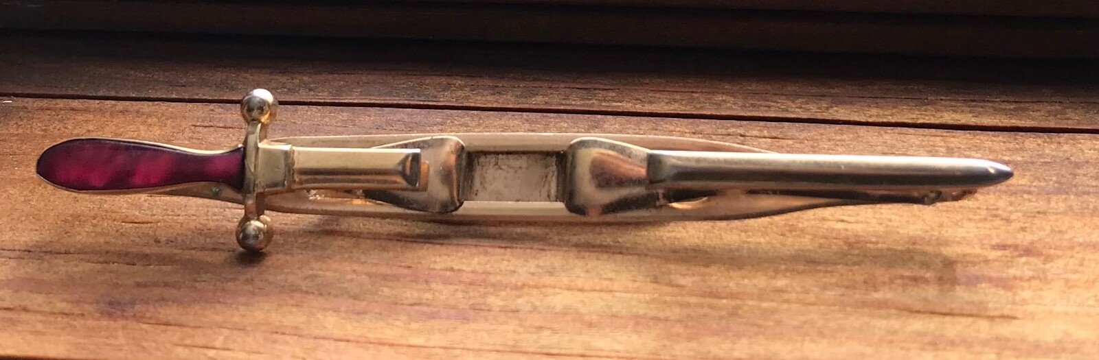 RARE Vintage SWORD Tie Clip Bar with Ruby Handle Sign… - Gem