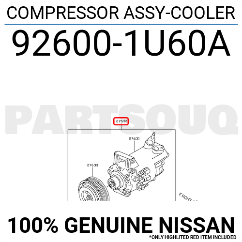 926001U60A Genuine Nissan COMPRESSOR ASSY-COOLER 92600-1U60A | eBay