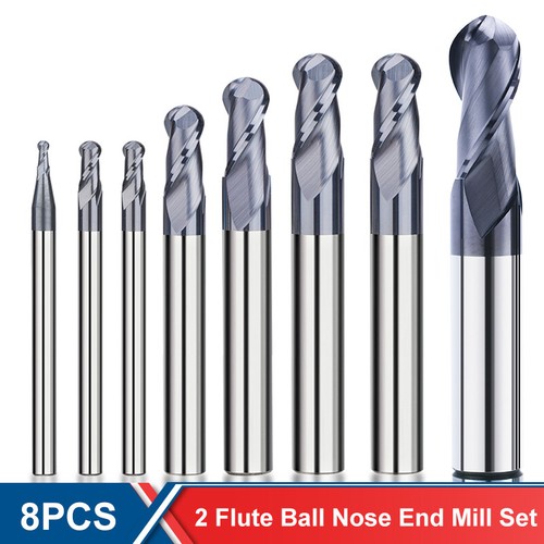 8X Carbide Milling Cutter Ball Nose End Mill 4 6mm Shank 1-6mm 2 F Slot ...