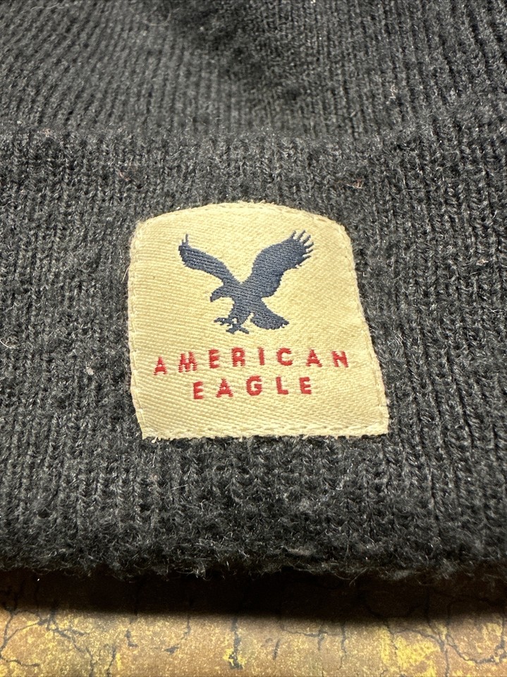 AMERICAN EAGLE OUTFITTERS Aeo Unisex Black BEANIE HAT ONE SIZE🌺 | eBay