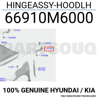 66910M6000 Genuine Hyundai / KIA HINGEASSY-HOODLH | eBay
