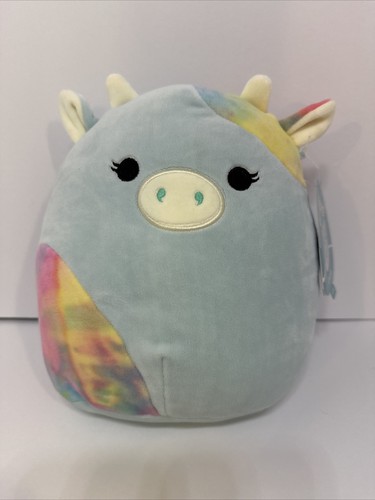 Squishmallow Kellytoy Caedia The Cow 8 Inch Plush Blue and Tie Dye ...