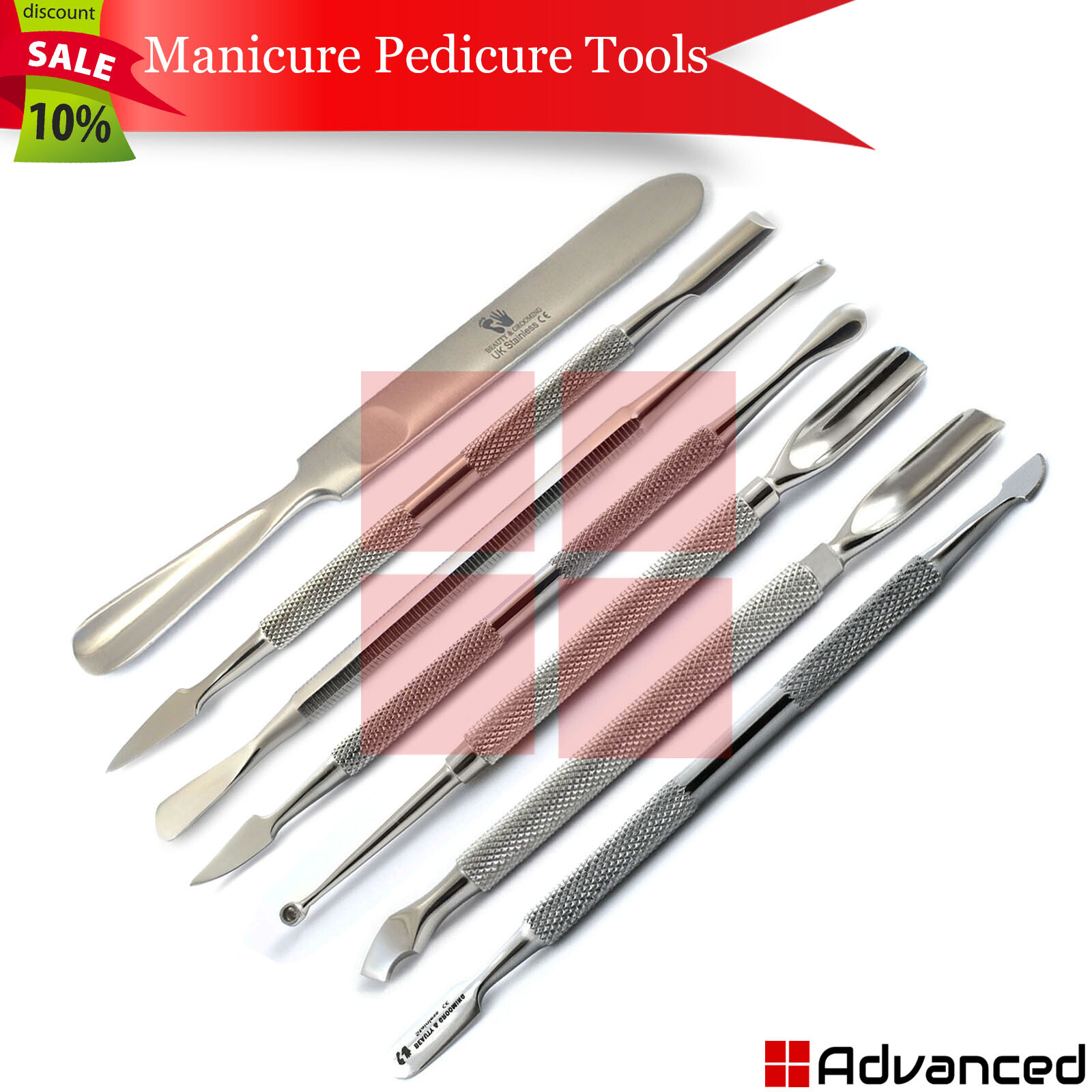 7Pcs Professional Manicure Cuticle Pusher Remover Spoon Gouge Chisels ...