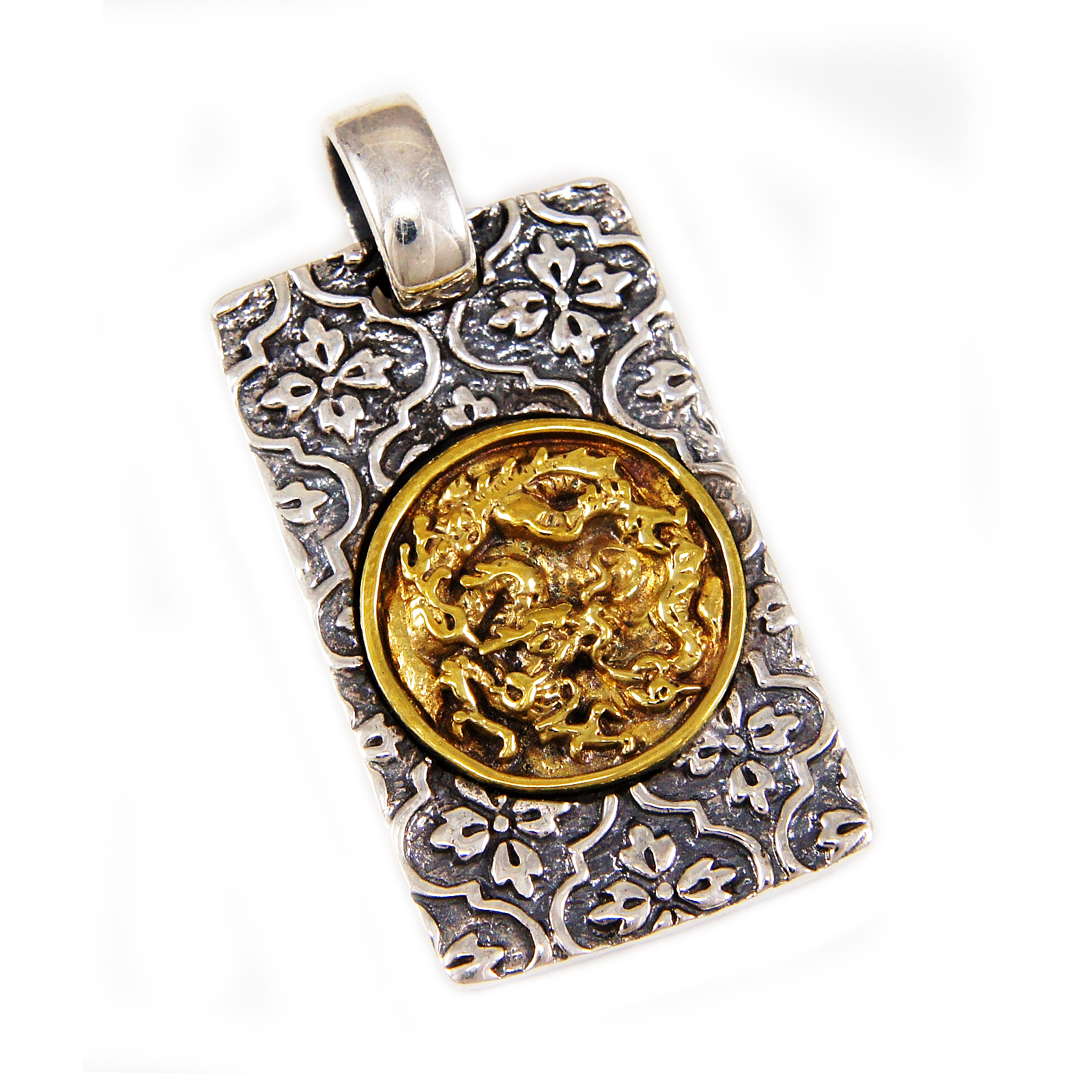 JAPANESE DRAGON CREST KAMON 925 STERLING SILVER BIKER GOTHIC PENDANT gb ...