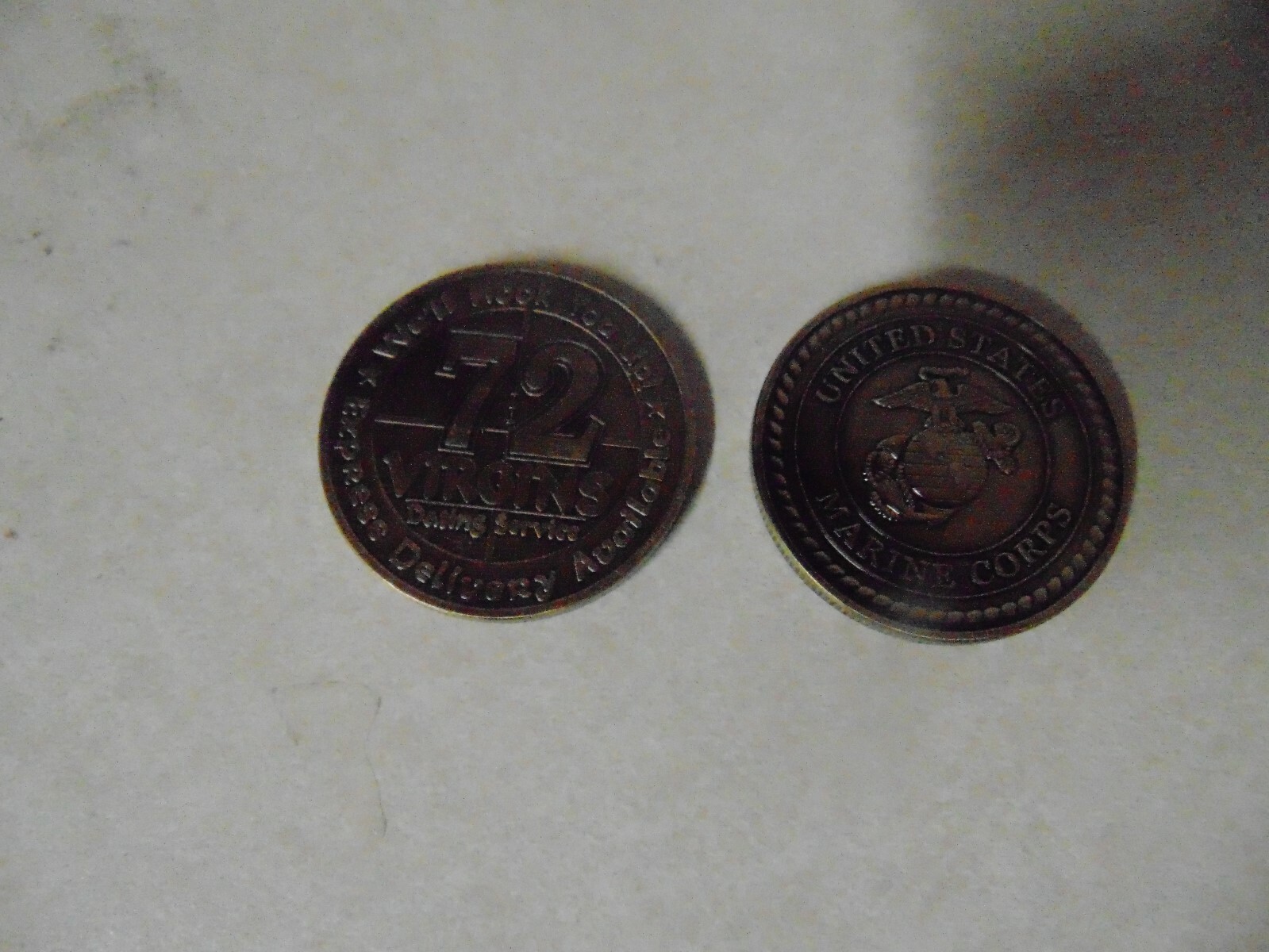 CHALLENGE COIN 72 VIRGINS DATING SERVICE USMC EXPRESS DELIVERY ...