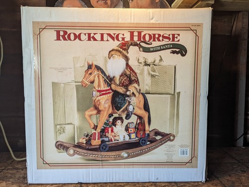 Christmas Rocking Horse With Santa Resin Wood Figurine Costco | eBay