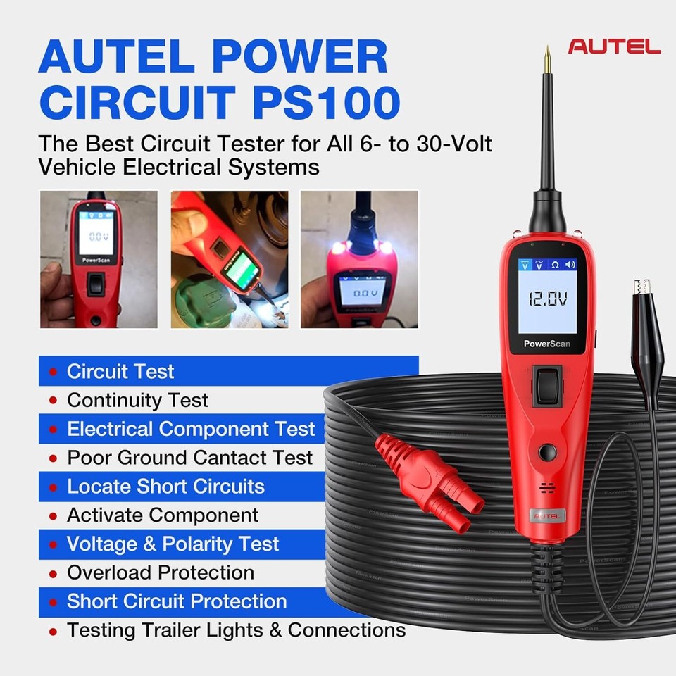 Autel PowerScan PS100 Automotive Circuit Tester 12V 24V Car Power Probe ...
