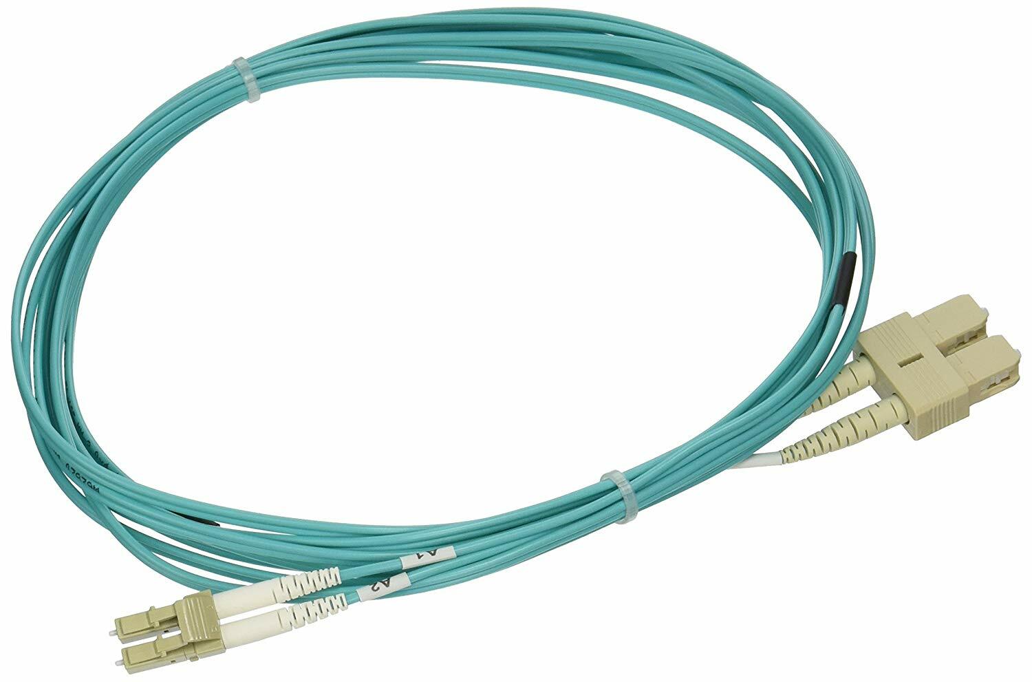 ED87881 10 Gigabit Aqua Fiber Optic Cable, LC/SC, Multimode, Duplex, 50 ...