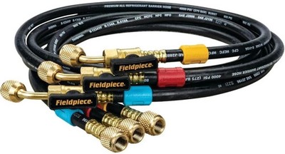 Fieldpiece HR3B Ball Valve Refrigerant Hose Set (3) with Color Tags - 1 ...