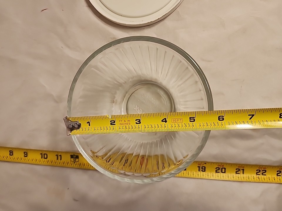 Pyrex 3 Cup Sculpted Ribbed Bowl Clear Ribbed Glass 7401-S With Lid ...