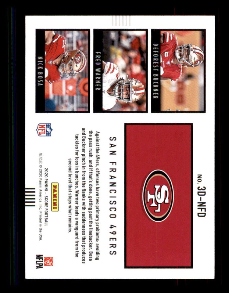 2020 Football Score San Francisco 49ers Trio Cards #3D-NFD | eBay