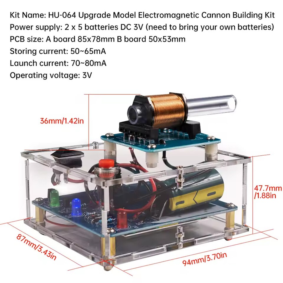 DIY Solder Practice Kit Electromagnetic Cannon Soldering Project Board ...