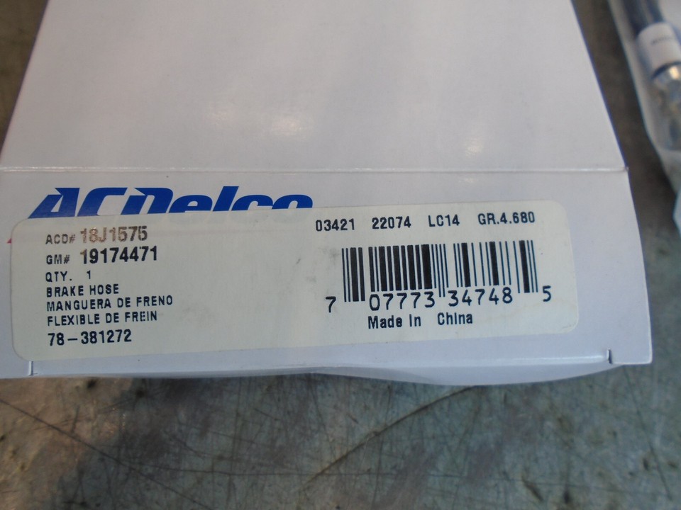 Brake Hydraulic Hose-LS ACDelco 18J1575 | eBay