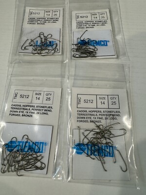 100 Tiemco Fly Tying Hooks, TMC 5212, Size 14• 4ea 25packs | eBay